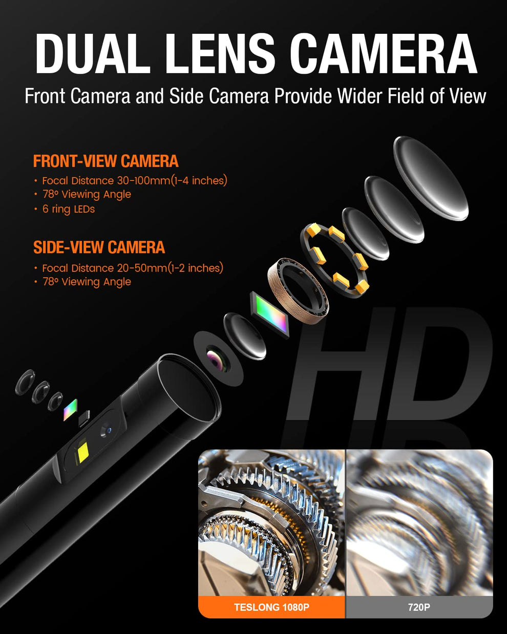 Borescope - Teslong NTS430 Dual lens split screen – NDT Sales Australia